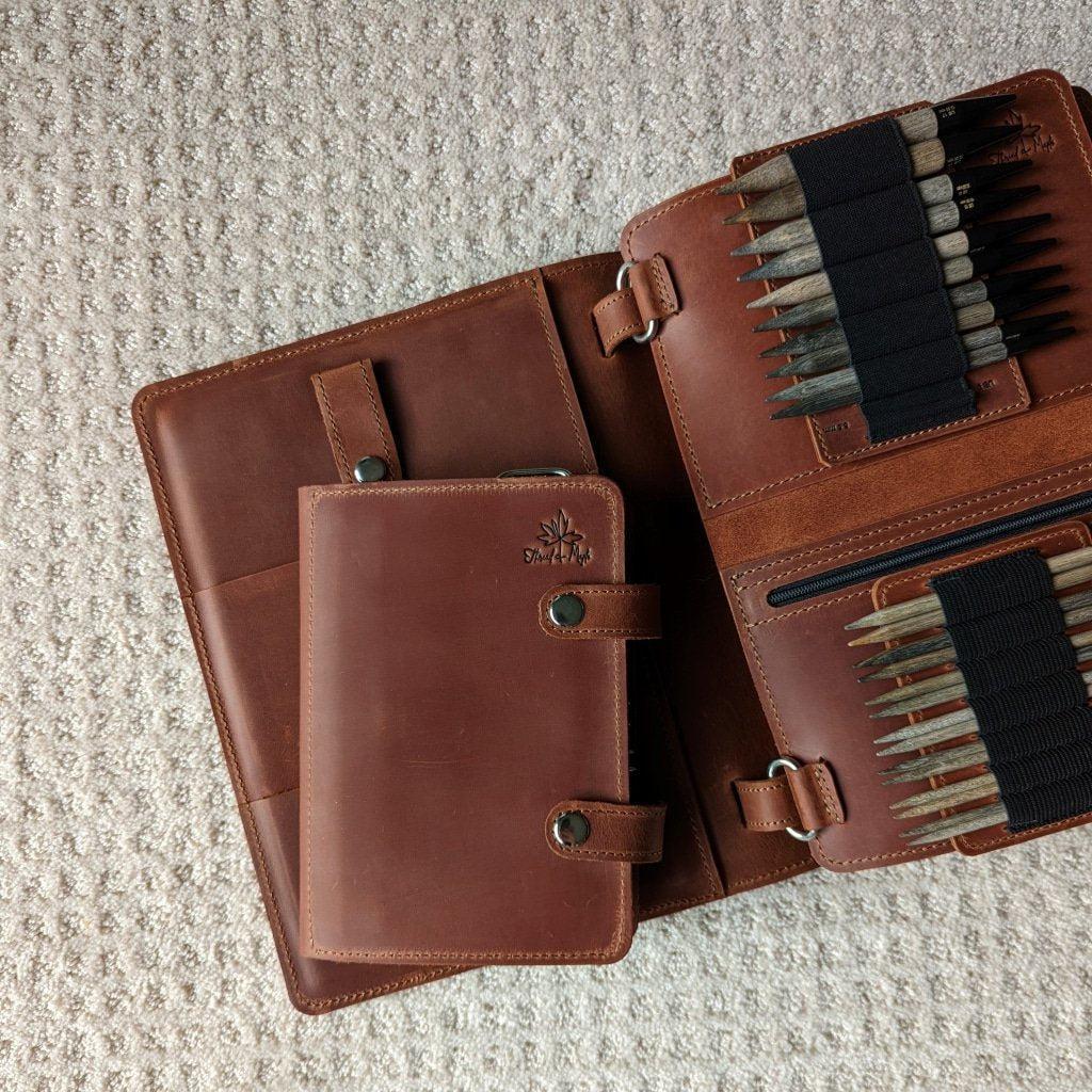 Thread and Maple leather bespoke knitting tool storage at Knitnstitch