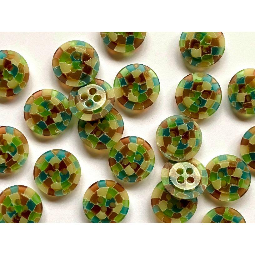 Mosaic Buttons 15mm Recycled at Knitnstitch Woolshop in Mt Eden