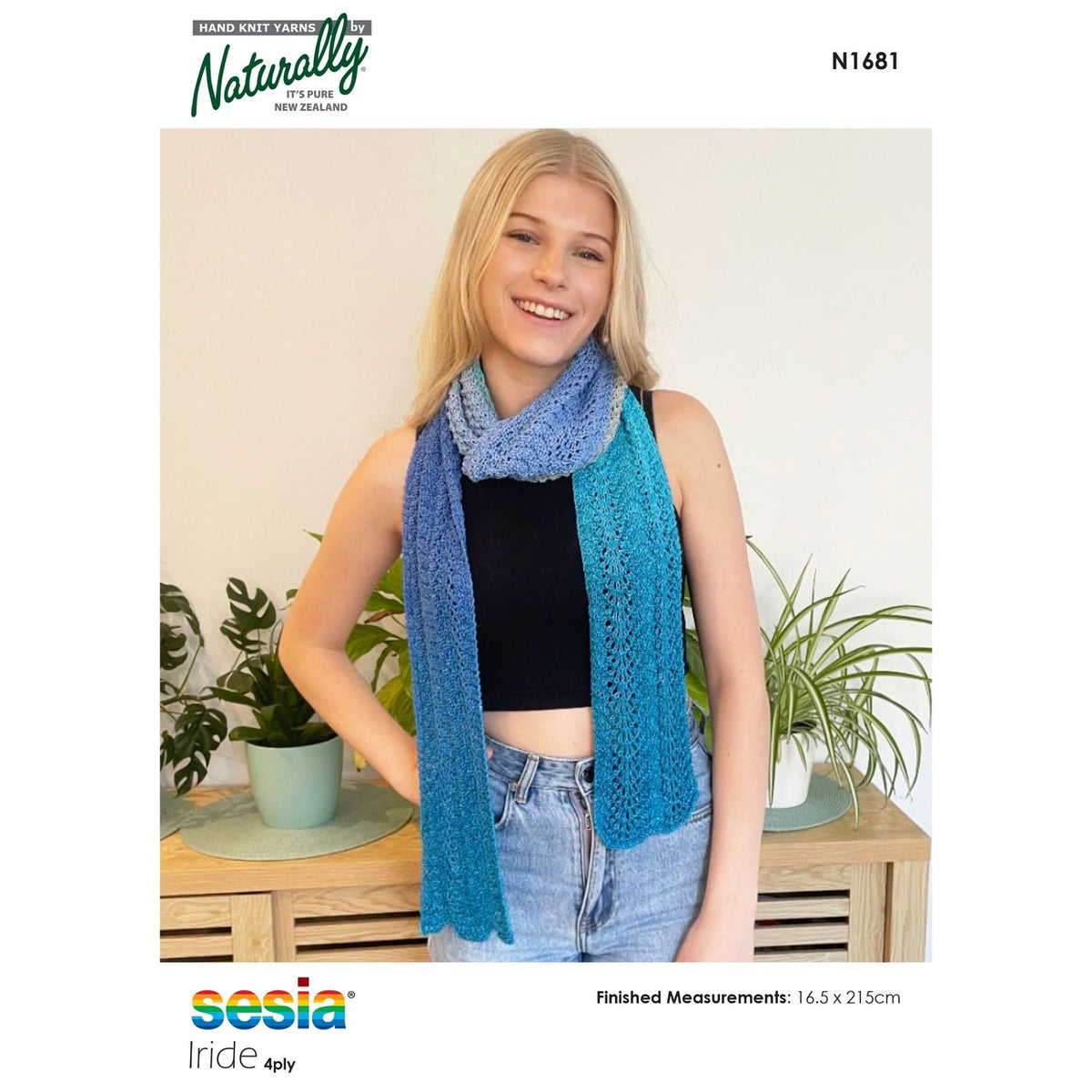 N1681 Waves Lace Summer Scarf Knitting Pattern at Knitnstitch